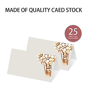 Place Cards for Bear Balloon Party, Editable Name Place Cards, Seating Place Cards for Tables, Tent Style Cards for Baby Shower, Birthday Party, Easy Folding, Pack of 25 Escort Cards(B01)