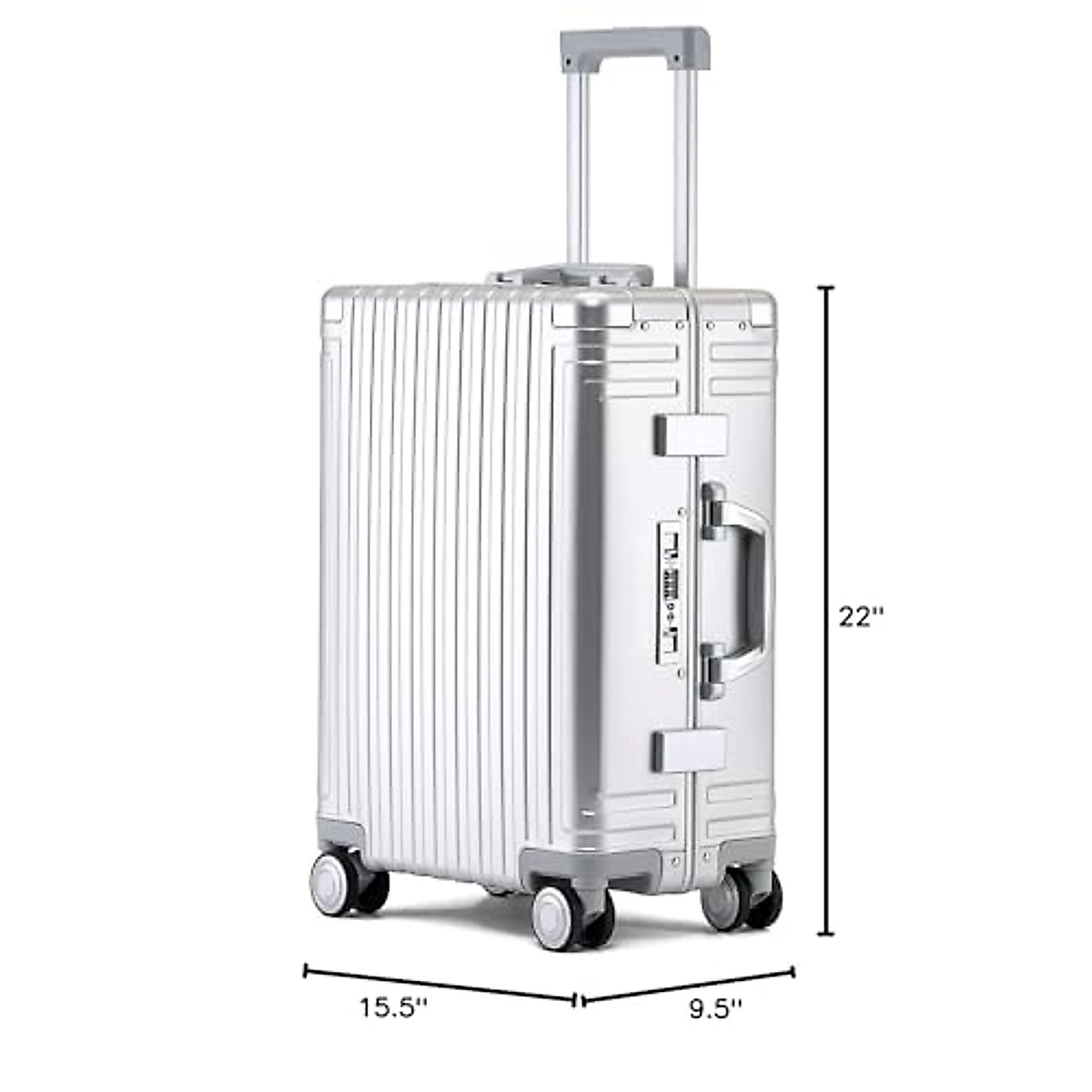 Sindermore 20 inch Aluminum Carry on Luggage (Silver, Carry on Plus 20 inch)