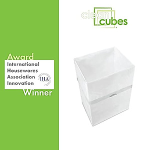 Clean Cubes 4 Gallon Trash Cans & Recycle Bins for Sanitary Garbage Disposal. Disposable Containers for Parties, Events, Recycling, and More. 6 Pack (White)