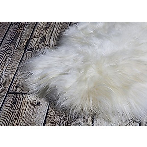World of Leather White, Fluffy, Soft and Silky Genuine Icelandic Sheepskin Wool Rug wsi (M 44")