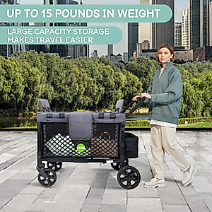 Stroller Wagon Cargo Net, Baby Stroller Organizer Mesh Cargo Net for Extra Storage Space Large Storage Capacity, Stroller Wagon Accessories - Compatible with WONDERFOLD All W-Series Models (2 Pack)