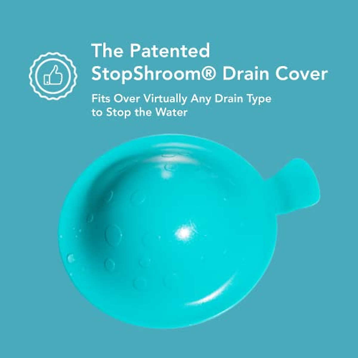 StopShroom STBLU232 Universal Stopper Plug Cover for Bathtub, Bathroom and Kitchen Drains, Aqua