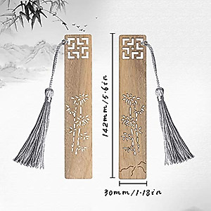 4 Pieces Carving Wooden Bookmark Classical Handmade Wood Bookmark Vintage Chinese Style Bookmarks Hollow Out Book Markers with Chinese Classic Element (Elegant Style)