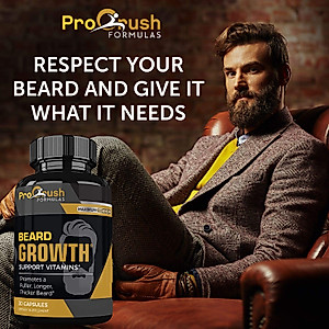 Beard Growth Support Supplement- Grow Fuller, Longer, Thicker, & Healthier Facial Beard & Mustache Hair. Natural Supplement Vitamin with Biotin for Men.