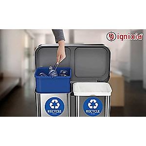 IGNIXIA Recycle Stickers for Trash Can 6x6 Inches Large (Pack of 2) Recycle Stickers for Recycle Bins Waterproof UV Protected Recycling Stickers for Trash Can Indoor & Outdoor (Blue)