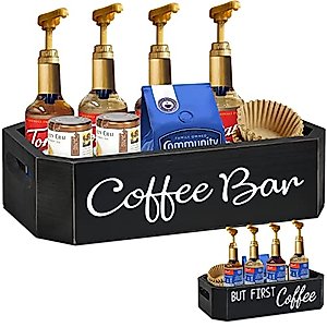 Coffee Station Organizer, Countertop Coffee Bar Accessories and Storage, Coffee Pod Holder Storage Bin Box Organizer Coffee Bar Organizer for Coffee Bar Decor, Coffee Bar Accessories Storage(black)