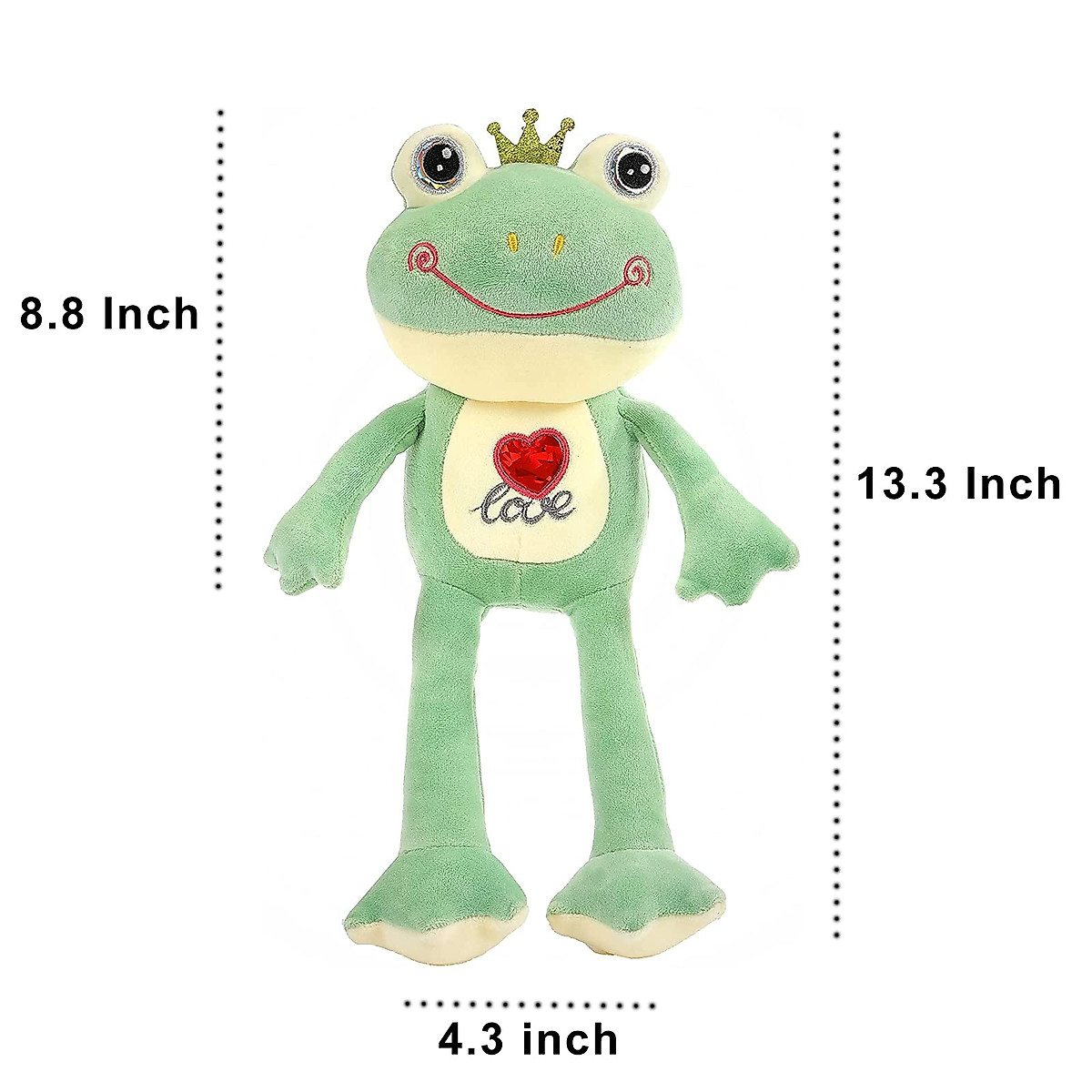 CAZOYEE Soft Frog Plush Stuffed Animal, Long-Leg Plush Frog Doll, Cute Stuffed Frog Plushies Gift for Kids, Creative Plush Frog Decoration, 8.8" (Heart)