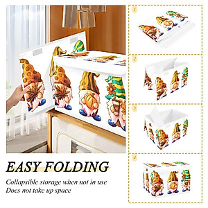 VIGTRO Large Collapsible Storage Bins with Lids Fall Gnomes Pumpkin, Autumn Themed Storage Baskets Organizer Containers with Handles for Home Bedroom Office