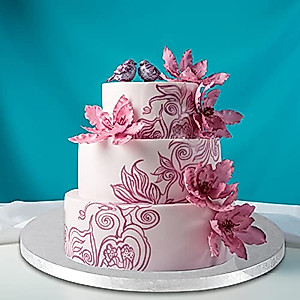 Silver Cake Drum Round 16 Inch Cake Boards with 1/2-Inch Thick Smooth Edges for Multi Tiered Birthday Wedding Party Cake Drums Board