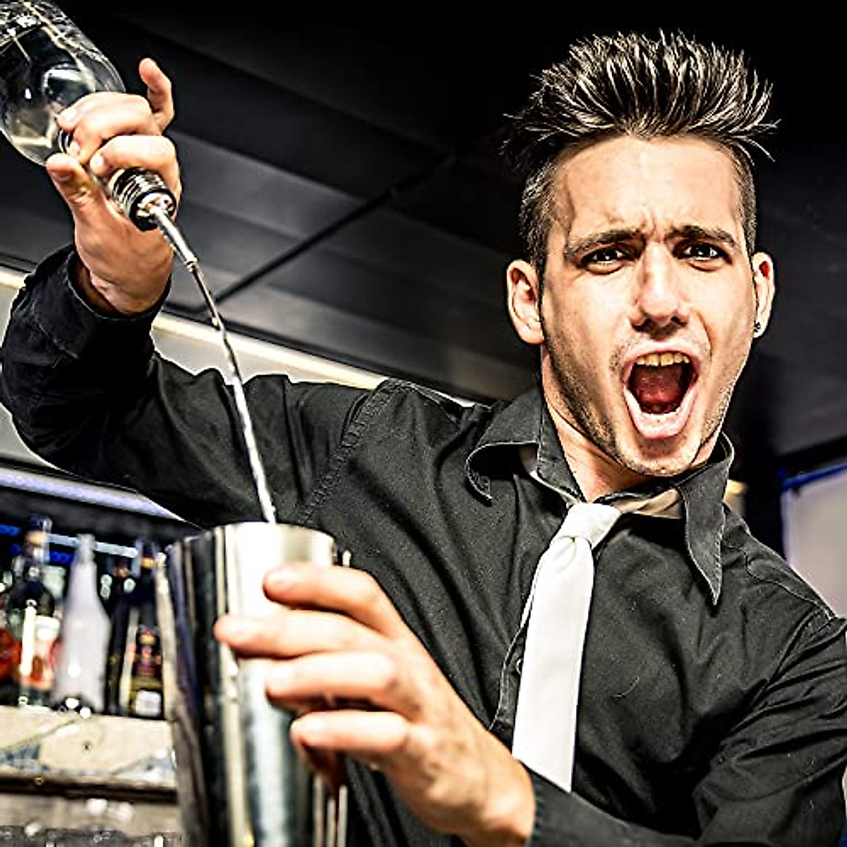 Cocktail Shaker Set Bartender Kit 13 Piece, Cocktail Kit Bar Set, Shaker Cocktail Kit with Bamboo Stand, Mixing Spoon, Muddler, Bottle Stoppers, Liquor Pourers, Strainer