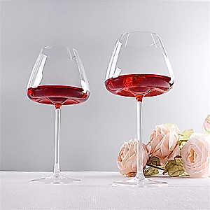 HALAWAKA Lead-Free Crystal Concave Bottom Red Wine Glasses Goblet（2PC - Black Bow Tie Crystal Wine Glass Champagne Glasses Bordeaux Cocktail Glass Cup