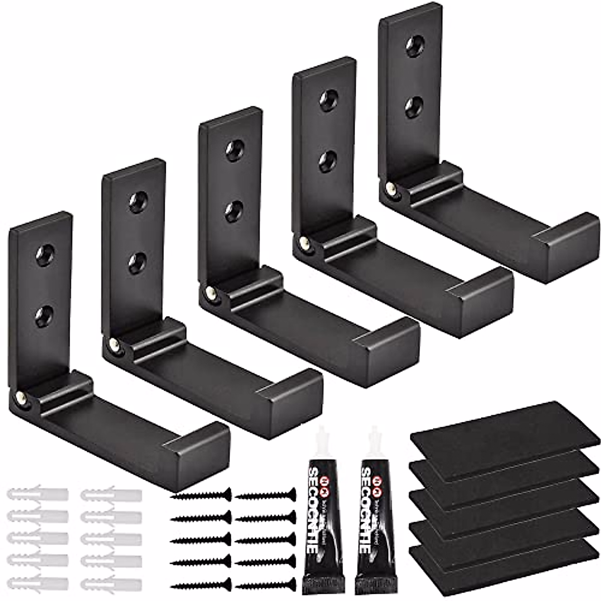 Latomex Folding Coat Hooks, Foldable Wall Hooks for Hanging Aluminum Alloy Cloth Hanger Coat Hanger Headphones Holder Headset Wall Hanger Hook (5)