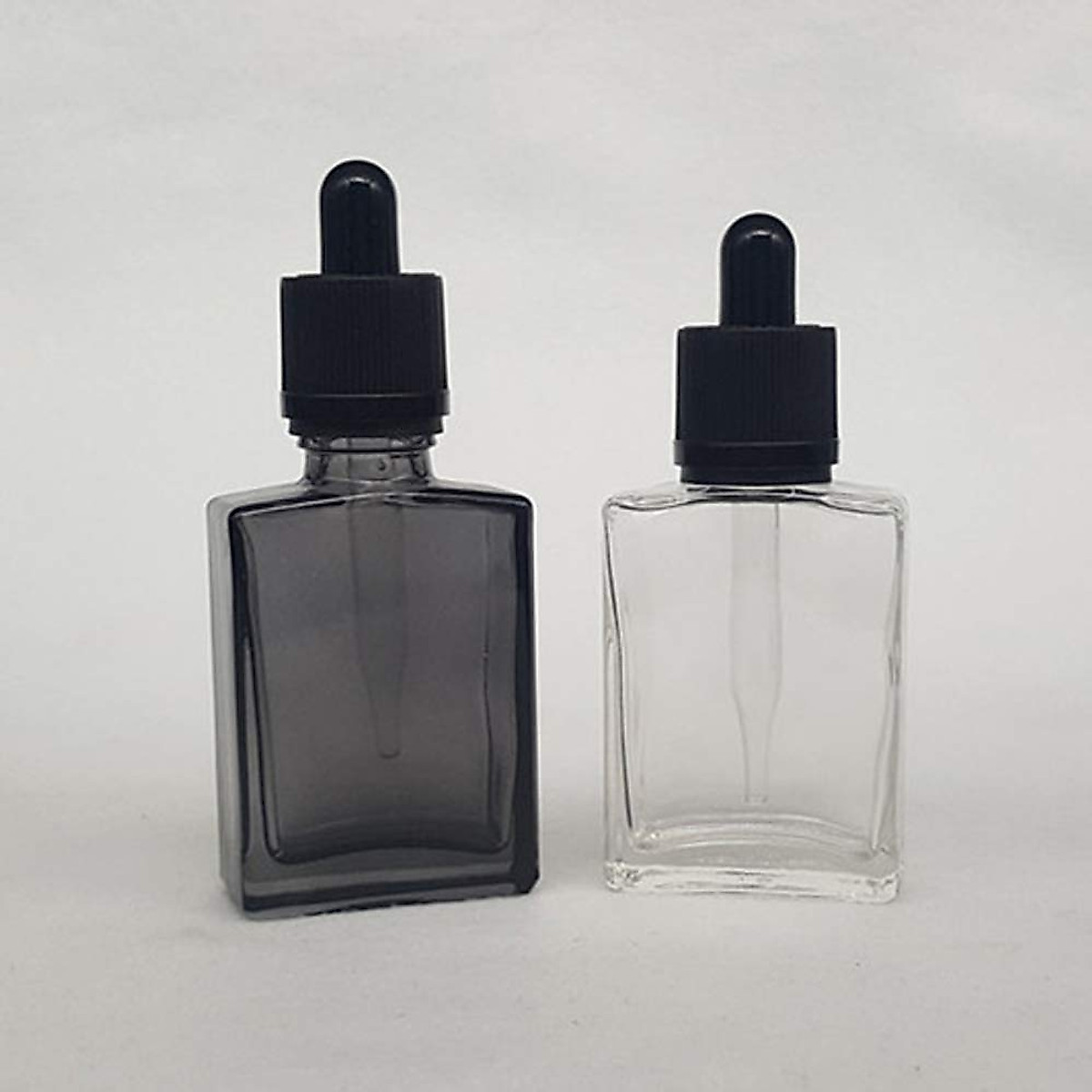 FWD (1 OZ) Clear Square Glass Dropping Bottle with Glass Dropper (3 Pack)