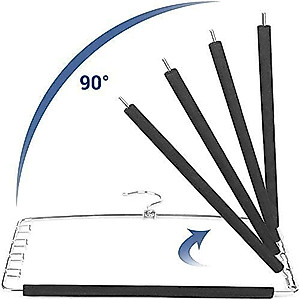 Homa Jia Pants Hangers Space Saver 3 Pack and 4 Heavy Duty Clips, Space Saving Multi Bar Metal Pant Hangers, Stable with Non-Slip Padding, Perfect for Hang Jeans Trousers Ties Scarf Belt Etc
