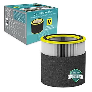 GermGuardian Filter V HEPA Pure Genuine Air Purifier Replacement Filter, Removes 99.97% of Pollutants for Models AC3000W, AC3000B, AC3050, AP3151 and AC151, Black/Yellow, FLT151