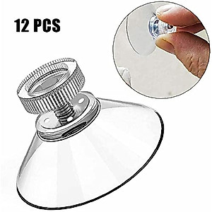 12pcs 53mm Glass Sucker Wall Hanger Pads Clear Screw Hooks Suction Cup Holder Transparent and Strong PVC Sucker Hook, Waterproof Storage and Fixation of Foot Pad