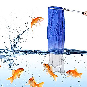 Aquarium Fish Net, Waterproof Soft Fish Transfer Net Long Koi Tansfer Mesh Basket with 20-inch Long Handle for Medium Large Fish Spawning, Breeding, Care & Transfer(Diameter 35CM)