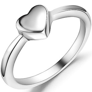 Jude Jewelers Stainless Steel Heart Shaped Wedding Engagement Promise Statement Anniversary Ring (Silver, 7)