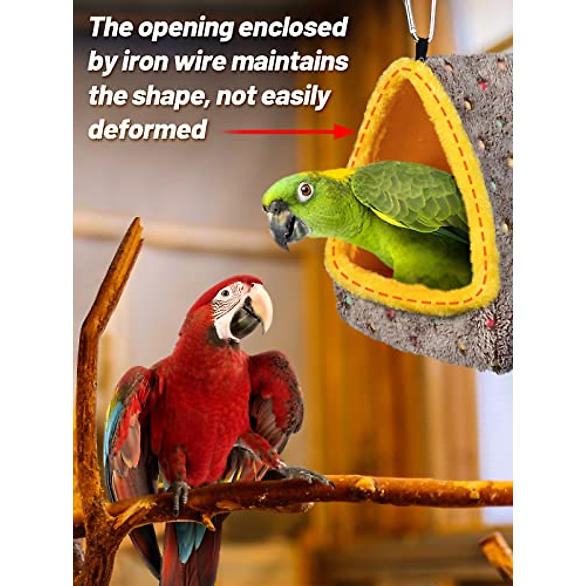 MEWTOGO Large Winter Warm Bird Nest House, Comfortable Bird Bed for Cage with Mat, Hanging Hammock Shed Hideaway Hut for Macaws African Grey Amazon Parrots Lovebird Parakeets