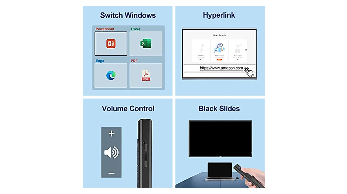 SSPONT Wireless Presentation Clicker for PowerPoint & More