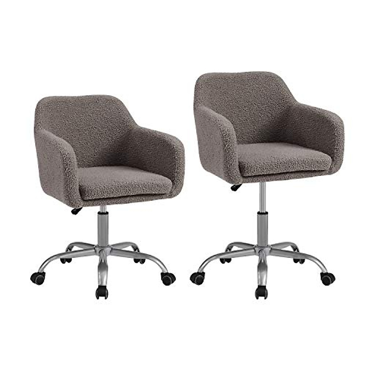Linon Upholstered Adjustable Brooklyn Office Chair, Grey Sherpa