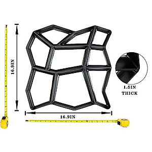 Concrete molds and Forms, Pathmate Stone Moldings Paving Pavement Walk Maker Stepping Stone Paver Walk Way Cement Mold for Patio, Lawn & Garden (2 Packs 16.9 x 16.9 x 1.6 inch)