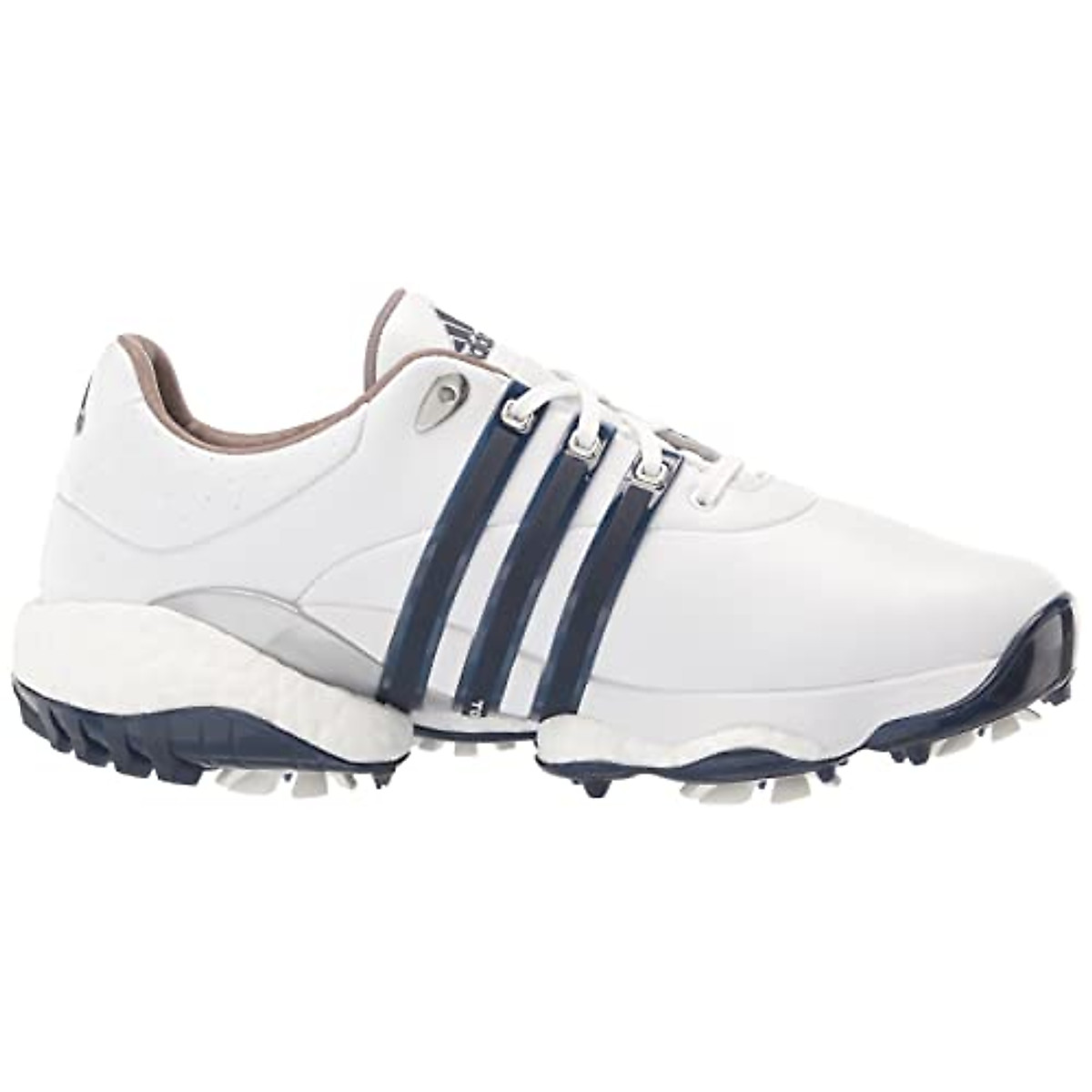 adidas Men's TOUR360 22 Golf Shoes, Footwear White/Silver Metallic/Team Navy Blue, 10