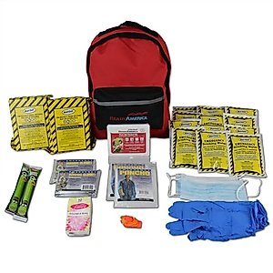 Ready America 70280 72 Hour Emergency Kit, 2-Person, 3-Day Backpack, Includes First Aid Kit, Survival Blanket, Portable Preparedness Go-Bag for Camping, Car, Earthquake, Travel, Hiking, and Hunting, Red