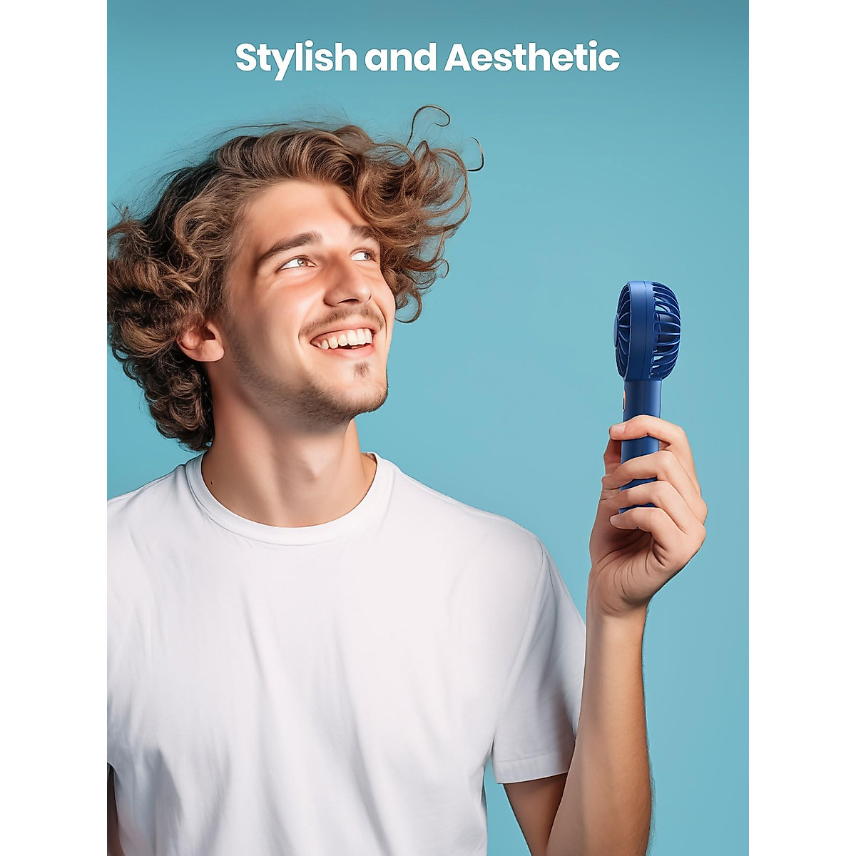 Warmco 2-Pack Handheld Mini Fan Portable USB Rechargeable Small Hand Held Fan with Base Personal Desk Fan Super Compact Cooling Fan for Makeup, Home, Office, Travel, and Outdoor Activities