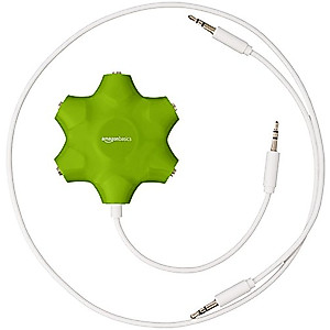 Amazon Basics 5-Way Multi Headphone Audio Splitter Connector, Lime Green