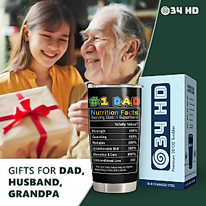 34HD Christmas Gifts for Dad, Daddio Tumbler with Lid 20 oz Stainless Steel, Daddio Coffee Mug, Gamer Dad Birthday Gifts from Daughter Son