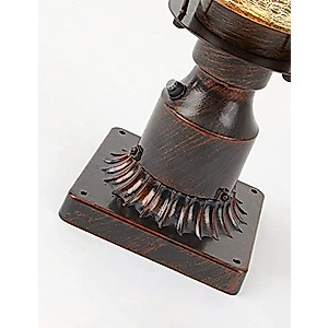 Dusk to Dawn Post Lights Outdoor Photocell Sensor Rustic Pole Mount Lanterns with Pier Mount Adapter Oil Rubbed Brown with Crackle Glass Waterproof Pillar Lights for Patio, Garden, Porch and Backyard