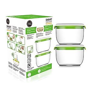 FOSA Vacuum Seal Food Storage System Reusable Medium Containers, 2 pack, 850ml size (Vacuum Pump not Included)¡­