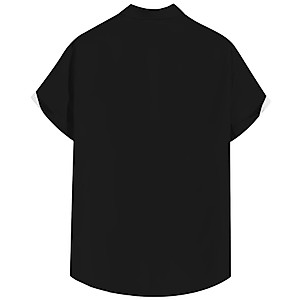 Deer Lady Mens Bowling Shirt 1950s Retro Print Hawaiian Shirts Short Sleeve Casual Button Down Shirt Beach Shirts Black Coconut XL