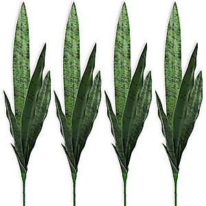 Bird Fiy Artificial Snake Plants 30" Faux Agave Fake Sansevieria Artificial Silk Plant for Home Garden Office Store Decoration 4 Pcs (Green)