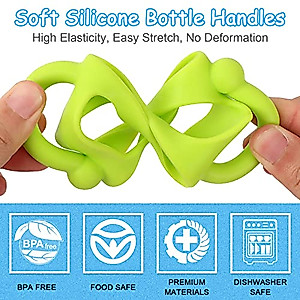 4-Pack Baby Bottle Handles for Dr Brown Narrow Baby Bottles, MARFOREVER Bottle Holder for Baby Self Feeding, Soft Silicone Bottle Handles Baby Bottle Holder with Easy Grip Handle, No-Slip, BPA-Free