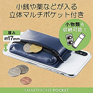 Elecom P-BPCCNV Smartphone Card Case, Back (Holds 1 Card), Coin Storage, Navy