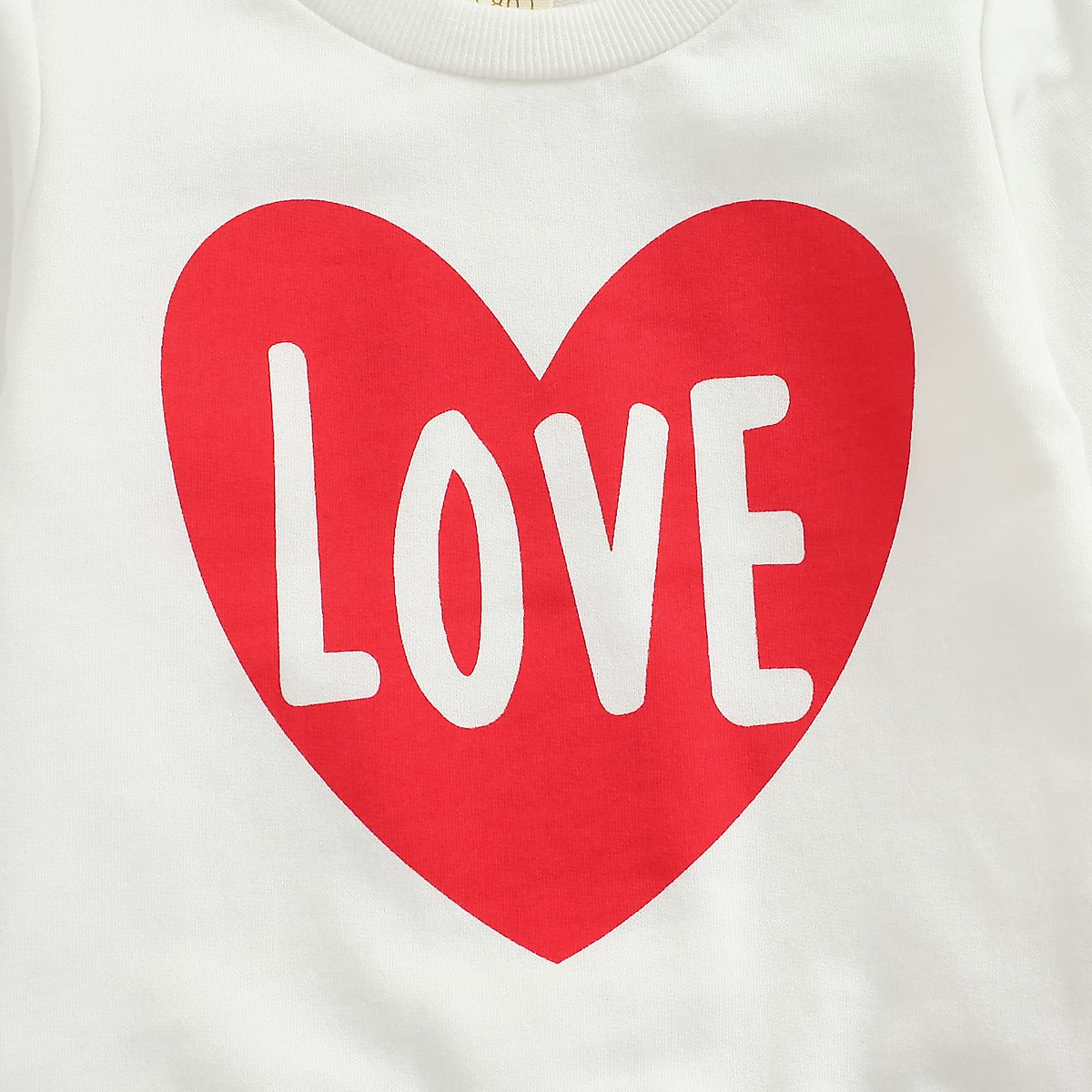 Toddler Baby Girl Valentine's Day Clothes Outfit Set 3Pcs Long Sleeve Love Heart Pullover Tops Flare Pants Headband (Love Heart Print,3-4 Years)