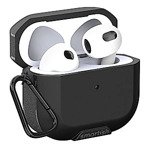 Smartish AirPods 3 Case - Fairy Pod Mother Durable Cover (2021), Supports Wireless Charging [Front LED Visible] High-Grip Sides, Included Carabiner for Keychain - Black Tie Affair