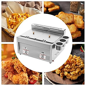 PANEKOLO 10L Commercial Deep Fryer with 2 Baskets and Lid, Countertop Commercial Dual Tank Kitchen Fat Fryer