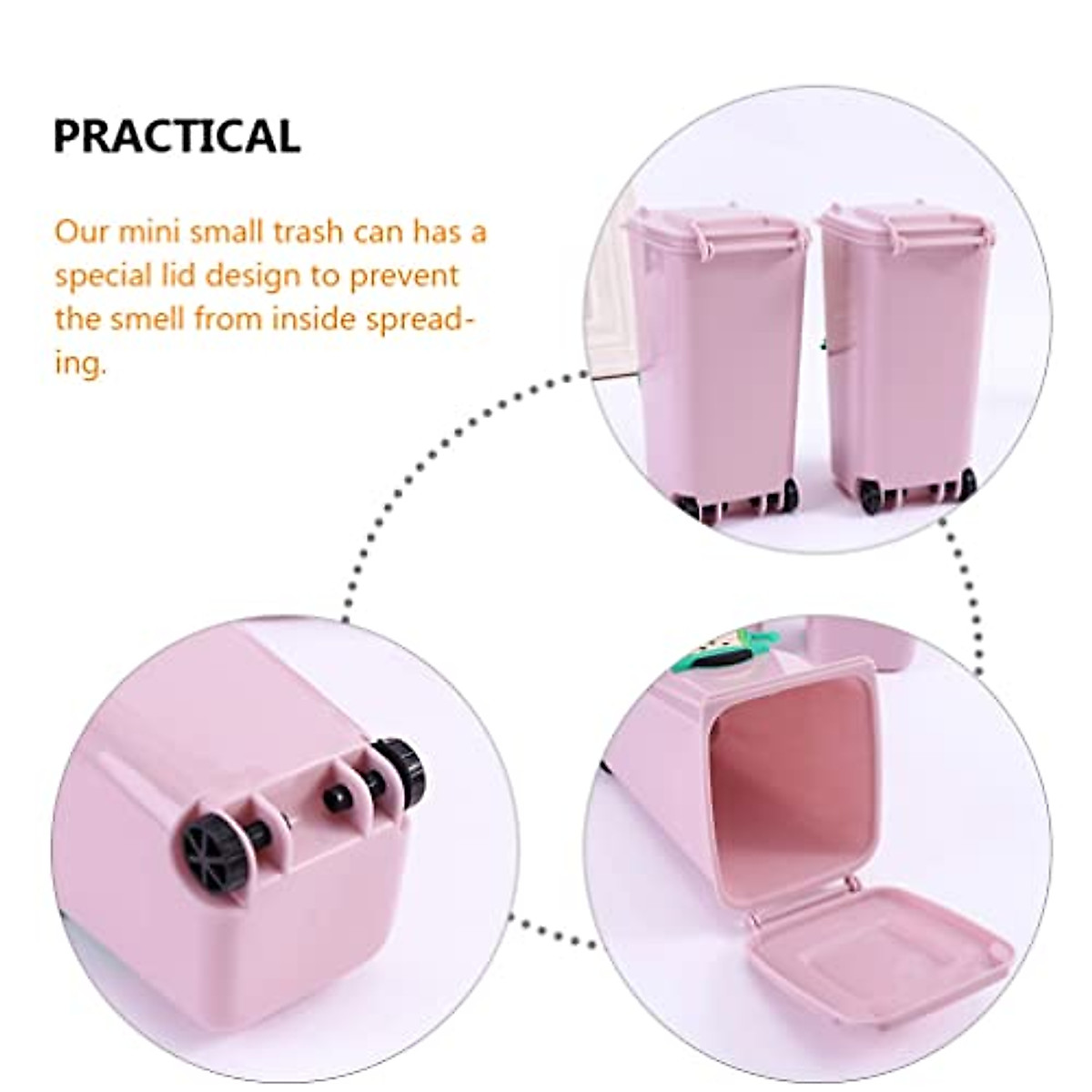 ULTECHNOVO Recycle Bin Small Trash Can with Lid, 2pcs Plastic Mini Wastebasket with Avocado Pattern for Home Office Kitchen Vanity Bedroom Bathroom and Funny Gift Garbage Truck