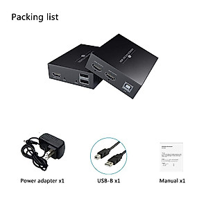 HDMI KVM USB Extender 1080P Over Cat5e/6 Ethernet Cable 50m (164ft) for Mouse and Keyboard Control Remote Signals