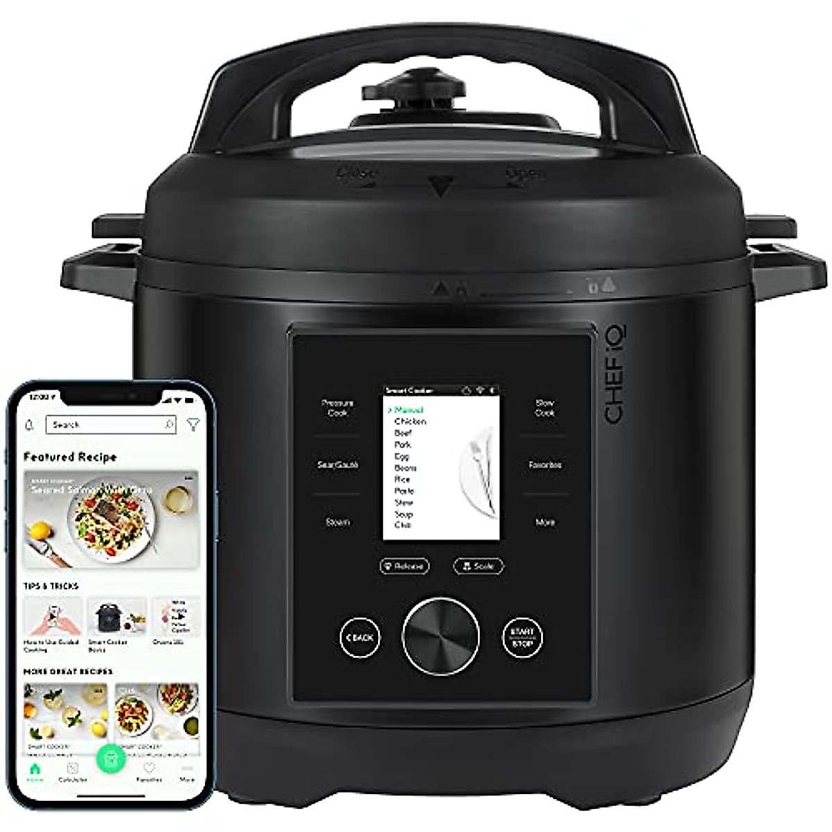 CHEF iQ Pressure Cooker with WiFi and Built-in Scale - Easy-to-Use 10-in-1 Multicooker with 1000+ Guided Recipes - Instant Meals for Foodies - 6 Quart - Family Size