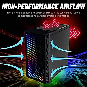 Empowered PC Continuum Micro 26L mATX Mid Tower Gaming Desktop Computer Case with 6 ARGB 600-2000rpm PWM Fans Pre-Installed, Dual Mode (3p Mobo + Remote) Control & ATX PSU & 347x166x89mm GPU Clearance