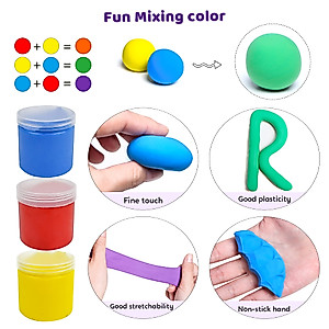 Klever Kits Slime Kit, Paint Your Own Toy Kit, Slime and Toy Set, 3 Glitter DIY Slime Making Kit, 3 Air Dry Clay for Girls Boys Kids Ages 5-12, Kids