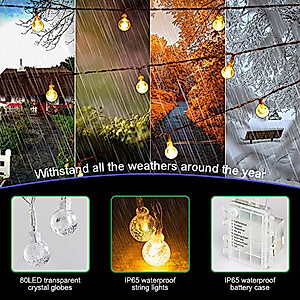 Metaku Globe Fairy Lights Battery Operated 33ft 80LED String Lights with Remote Waterproof Indoor Outdoor Hanging Decorative Christmas Lights for Home Party Patio Garden Wedding