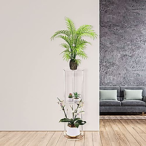 HMYHUM Clear Acrylic Drink Table for Small Spaces, Martini Table for Living Room, Small Drink Side Table, 3 Tiers, C Shaped, 8" L x 8" W x 26" H