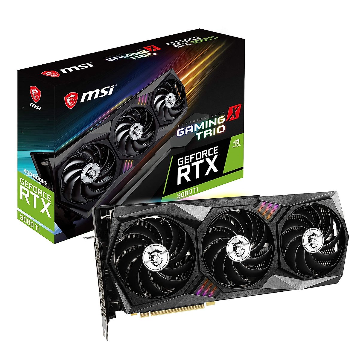 MSI Gaming GeForce RTX 3060 Ti 8GB GDRR6 256-Bit HDMI/DP Tri-Frozr 2 TORX Fan 4.0 Ampere Architecture RGB OC Graphics Card (RTX 3060 Ti Gaming X Trio)