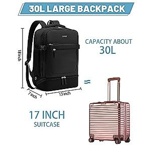 ZOMFELT Carry on Backpack for Women with Shoes Compartment, Flight Approved Travel Backpack with USB Charging Port, TSA 17.3inch Waterproof Laptop Bag Large Casual School Daypack for Weekender