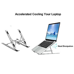 Lasitu Foldable&Adjustable Stand for Laptop Portable Monitor Tablet (10-17 inches) Creative Aluminum Alloy Laptop Stand for Desk Riser Notebook Holder Stand,Silver